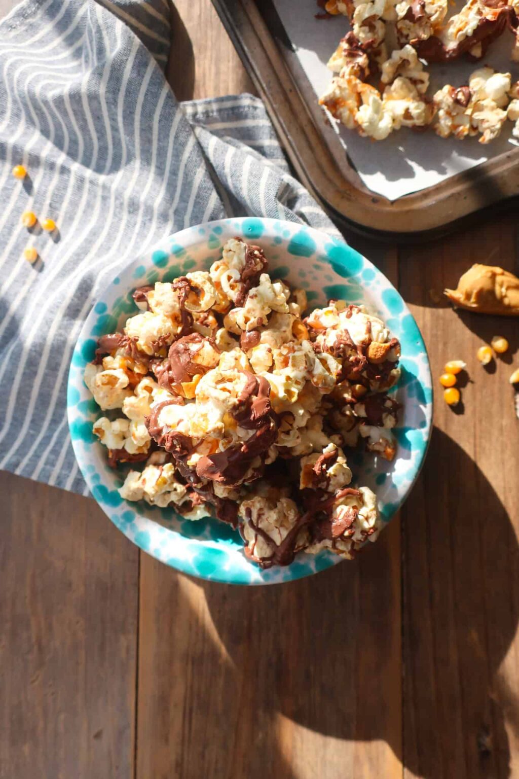 Snickers Popcorn (Easy Small-Batch Caramel Popcorn Recipe) - accent golden